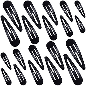 WILLBOND 40 Piece Barrettes Women Snap Hair Clips Women Large Metal Snap Nonslip Hair Clip Accessories, 3.5 Inch, 3.1 Inch, 2.8 Inch, 2.4 Inch, 2 Inch(Black)