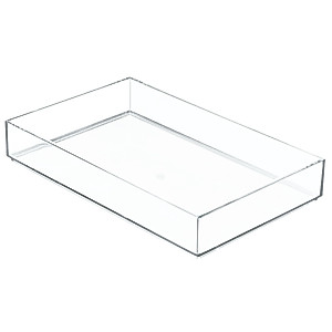 iDesign Clarity Plastic Drawer Organizer, Storage Container for Vanity, Bathroom, Kitchen Drawers, 8" x 12" x 2", Clear