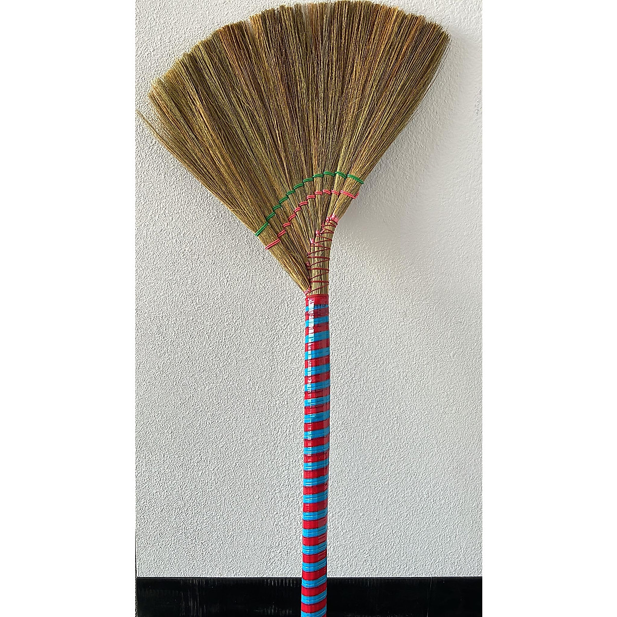 (6 Packs) Traditional Asian Broom Trio - 40" Vietnamese Straw Brooms for Gentle Cleaning