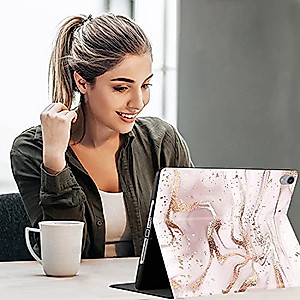 Case for New iPad Mini 6 2021 (6th Generation), Multi-Angle View Adjustable Stand Auto Wake/Slee for iPad Mini 6th Gen 8.3 Inch,Pink Marble Art