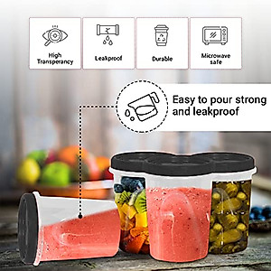 [Black - 12 Pk] Airtight Deli Containers with Lids Twist Lock Top Clear Food Storage for Meal Prep Snacks and Leftovers Freezer and Microwave Safe Stackable Leak-Resistant and 12 Pc. Set (32 Ounce)