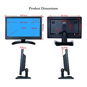 iChawk 11.6" 12" inch LCD Monitor 1920x1080p 16:9 Fullview IPS LCD Widescreen HDMI-in VGA Built-in Speaker Remote Control PC Monitor Display, for PS3, USB Port U-Disk Video Player W116PN-533