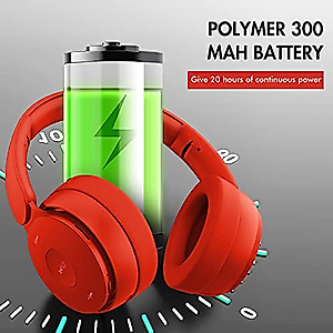 BRNEWO Wireless Bluetooth Headphones Over Ear, Hi-Fi Stereo Foldable Wired/Wireless/TF for Travel/Adult/Kids/Teen, 25 Hours Playtime(Red)