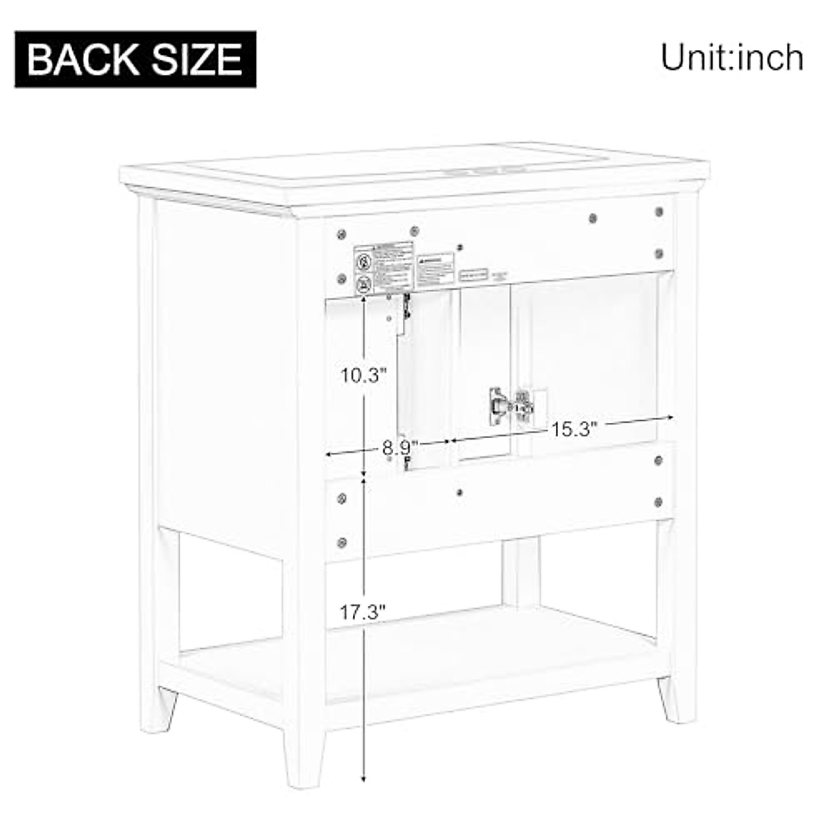 Lunanniu 30" Bathroom Vanity Without Sink, Freestanding Bathroom Vanity Cabinet No Sink 2 Soft Closing Door, Lower Open Shelf 1 Drawer with 2 Tiers Black Drawer Handle Modern Design White