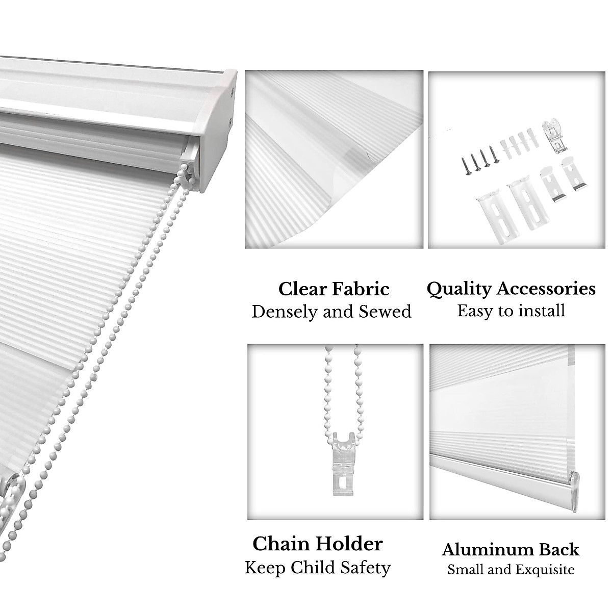 Allbright White Zebra Window Blind 20" W X 72" H Dual Layer Roller Sheer Shades, Room Darkening Blinds for Home Office Doors Easy Install