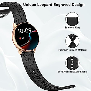 Leopard Engraved Bands Compatible with Samsung Galaxy Watch 6/5/Watch 4 40mm 44mm for Women, Samsung Galaxy Watch 5 Pro 45mm/Galaxy Active 2/Galaxy Watch 3, 20mm Soft Silicone Replacement Sport Strap
