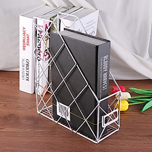 NUOBESTY Bookshelf for Office File Racks for Desktop Magazine File Holder Jewelry Organizer Hanger Desktop Organizer Magazine Stand Desk Accessories Storage Book Shelf White