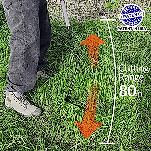 Walensee Grass Whip with Double-Edged Serrated Sharp Steel Blade Weed Grass Cutter with Soft Rubber 22-Inch Handle Cut Tall Grass and Overgrown Weeds in The Yard, Fields, and Ditches, Black,1 Pack