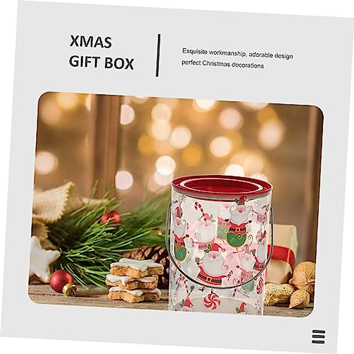 NOLITOY 8pcs Portable Cylinder Christmas Cookie Tins Coffee Bean Canister Christmas Decoration Christmas Cookie Jars Sealed Container Xmas Tinplate Lid Food Holder Baby Pastry Pvc Storage