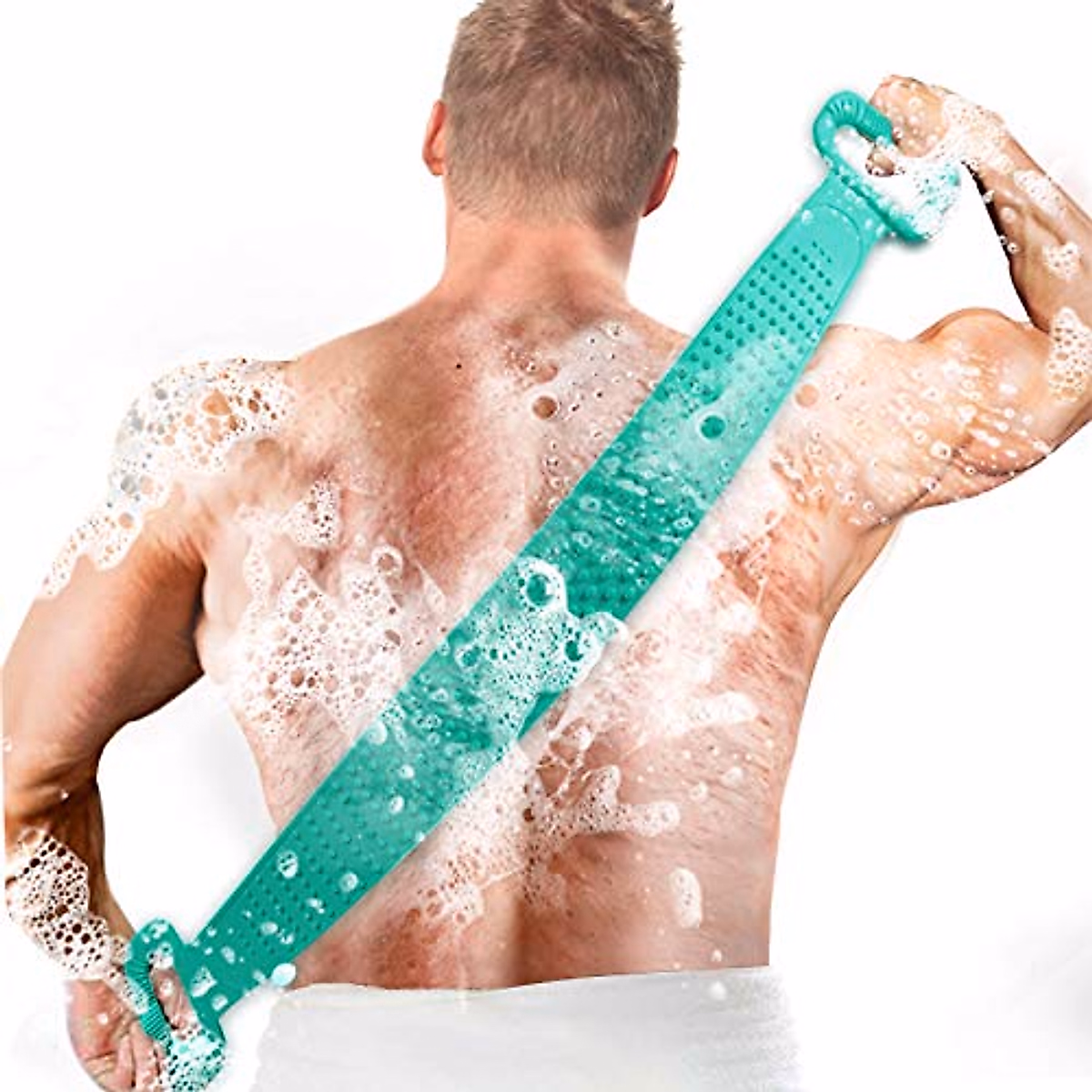 Inmorven 35.5 inches/90 cm Back Scrubber for Shower,Super Long Bath Body Brush Exfoliating Silicone Body Scrubber for Men and Women Long Lasting and Easy to Use.(Green)