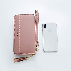 CYANB Women Wallets Tassel Bifold Ladies Cluth Wristlet Wrist strap Long Purse