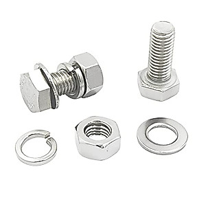 Motorcycle Battery Terminal, 20 Pack M6 x16mm M6 x20mm Motorcycle Battery Terminal Bolt Square Nut Kit, 304 Stainless Steel Battery Screw and Nut, Motorcycle Accessories for ATV Scooter (M6x16mm)