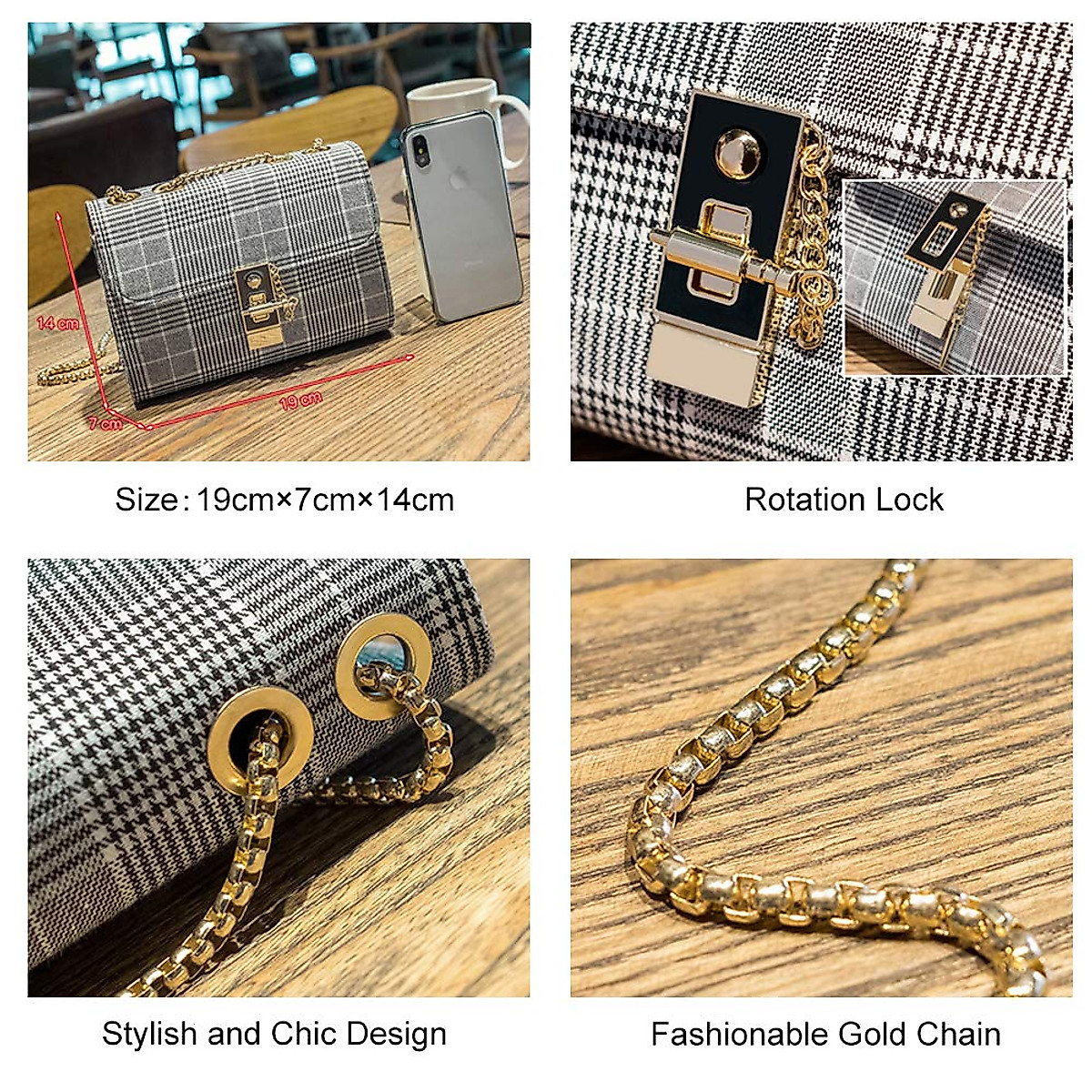 Small Crossbody Bag for Women, Cute Leather Clutch Purses for Girls, Mini Shoulder Bag with Chain Strap (black1)