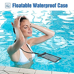 ProCase Floating Waterproof Phone Pouch Waterproof Phone Case, Float Water Proof Cell Phone Pouch Underwater Dry Bag for iPhone 14 13 12 11 Pro Max XS XR X, Galaxy S21 Pixel Up to 7.0" -2 Pack, Black