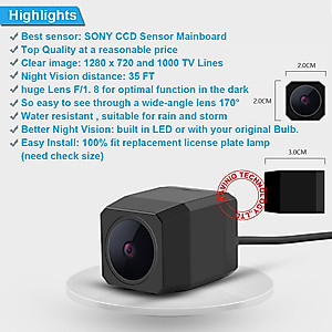 Super HD Vehicle Camera 1280x720 Pixels 1000 TV Lines car Back up Camera Reverse Parking Rear View for Volvo S60 S80 V70 S40 S40L V40 V50 S60L V60 XC60 C70 XC70 S80L XC90