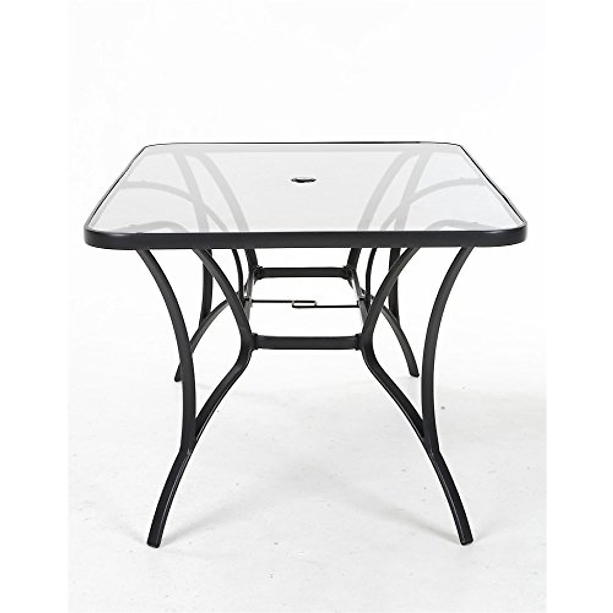CoscoProducts COSCO 88646GLGE Paloma Patio Tempered Glass Top Dining Table, Gray