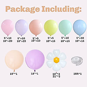 GIHOO Daisy Balloon Garland Arch Kit 157Pcs White Groovy Daisy Flower Macaron Pastel Balloons Garland for Baby Shower Daisy Theme Wedding Girls Birthday Two Groovy Boho Party Decoration