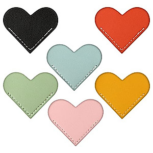 6Pcs Leather Heart Bookmark, 6x5cm/2.4x1.96inch Corner Bookmarks Cute Bookmark Handmade Heart Bookmark Accessories for Women Book Lovers Present (Multicolored Color)