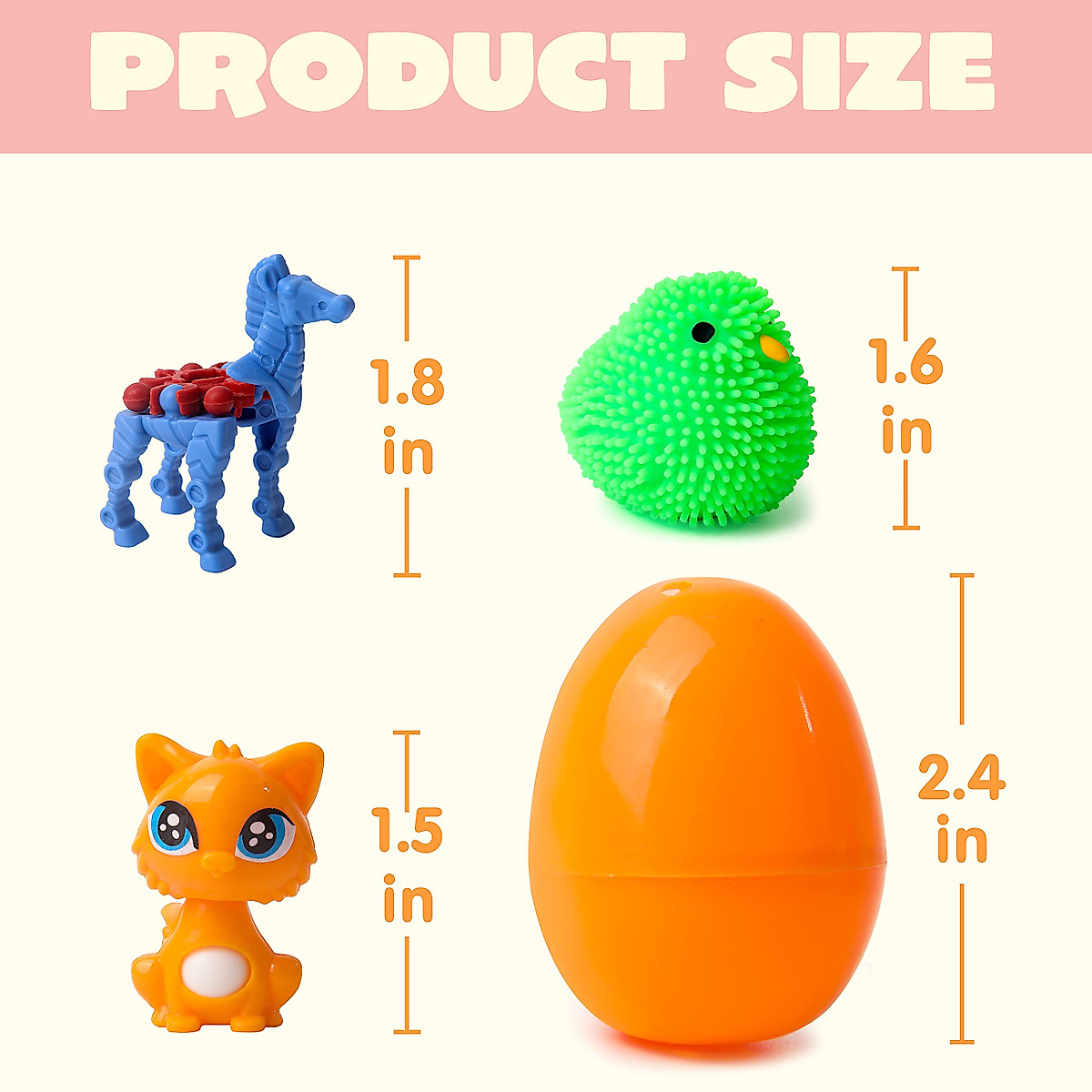 JOYIN 60Pcs Easter Eggs with Toys Inside, Prefilled Easter Eggs Stickers with Assorted Toys for Kids Boys Girls,Easter Party Favors Easter Eggs Hunt, Basket Stuffers Filler, Classroom Exchange