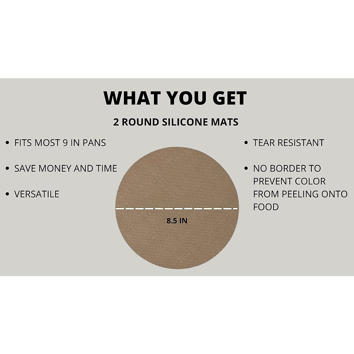 2-pack Non-Stick Silicon Baking Mat (Circular, 8 inch) BPA Free, Reusable and easy to Wash. Great for Baking, Pizza, Tortillas and More!