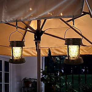 2 Pack Solar Outdoor Lamp - Retro Style Solar Lanterns Outdoor - LED Solar Lanterns Outdoor Decorative - Garden Hanging Solar Lanterns Outdoor Waterproof for Patio