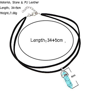 Aimimier Layered Choker Necklace Crystal Choker Chakra Suede Choker Hexagonal Gemstone Pendant Necklace Bohemia Jewelry for Women(Black)