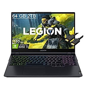 Lenovo Legion 5 15.6" Full HD IPS 165Hz Gaming Laptop (8-Core Ryzen 7-5800H, 64GB RAM, 2TB PCIe SSD, GeForce RTX 3050 Ti 4GB) RGB Backlit, 3D Nahimic Audio, w/ HDMI Cable, Windows 11 Home