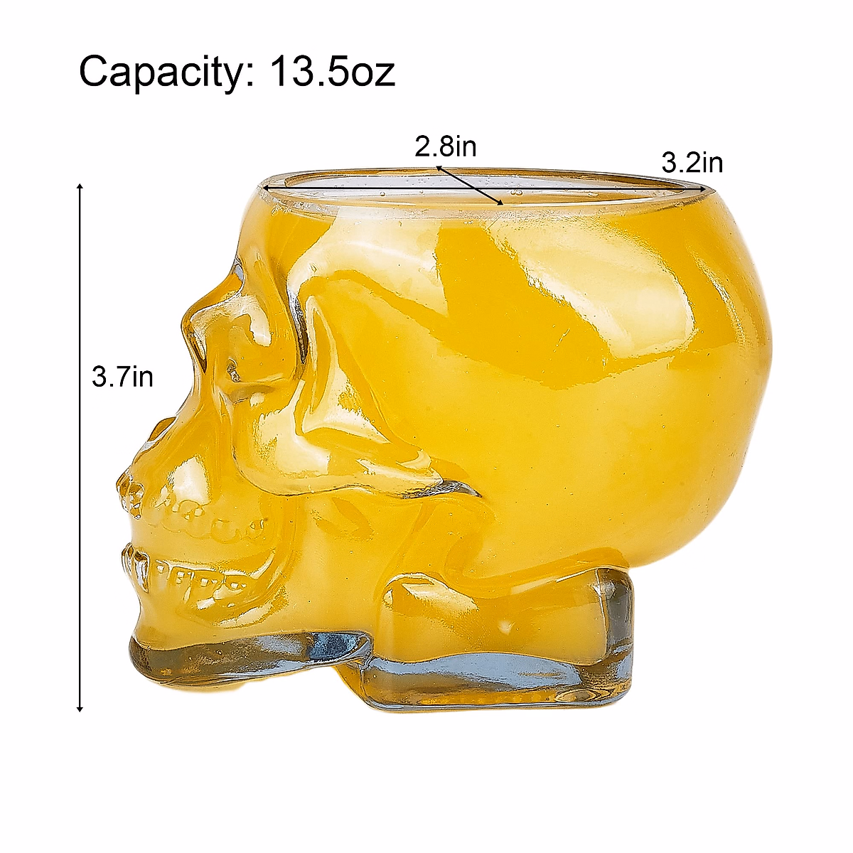 CGIZEA 2 Piece Skull Glass Cups 13.5oz Halloween Skull Decor Cups Crystal Skull Shot Glasses Vodka Spirits Clear Glass Cups Stylish Tiki Glass Tiki Mug Tiki Cup Cocktail Glasses Hawaiian Style Glass