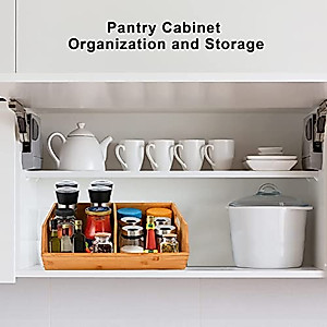 Bamboo Organizer Bin, Multi Purpose Organizer for Kitchen Supplies Holder, Fruit Bin, Cabinets, Pantry and Onion Storage Bin
