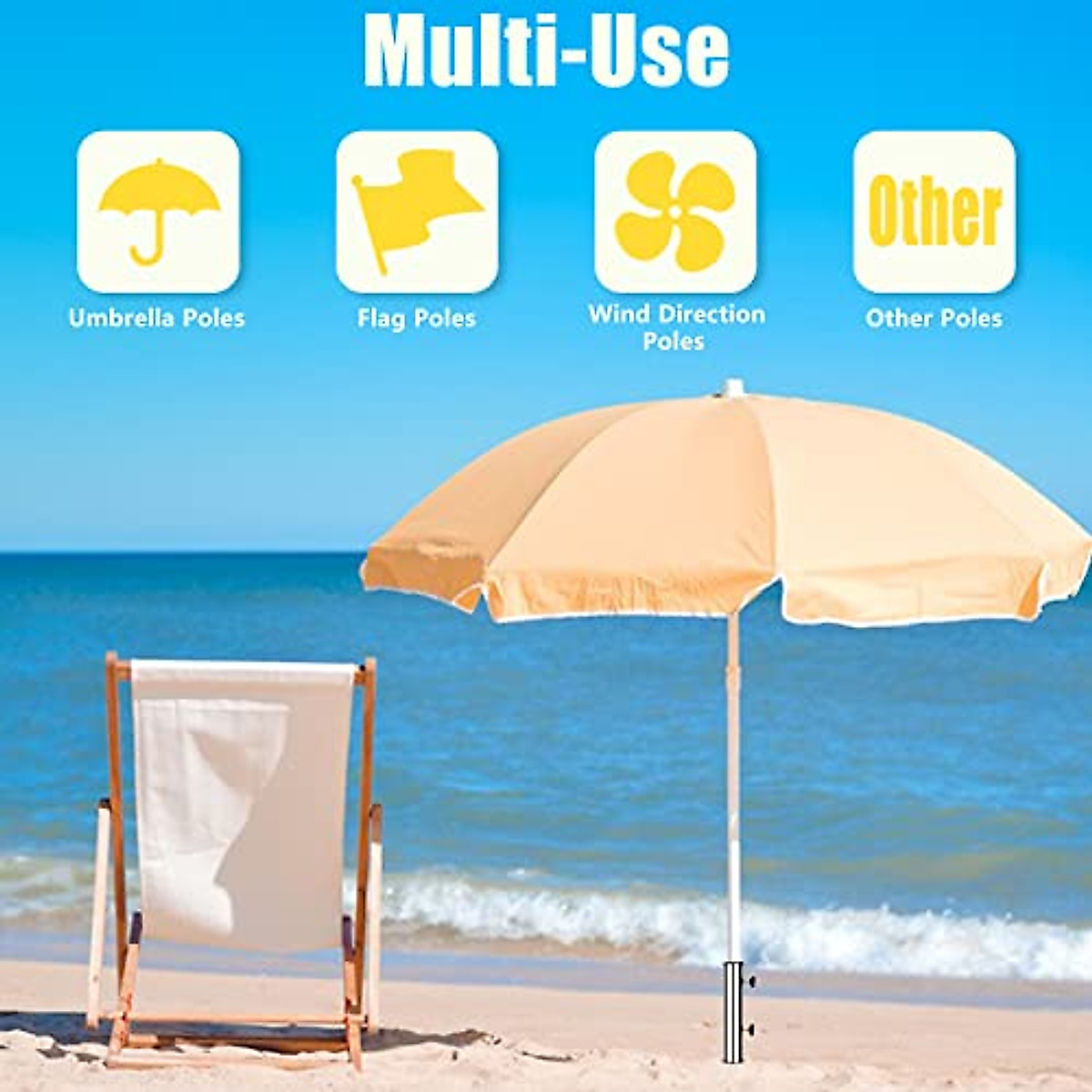 Outdoor Patio Umbrella Base Stand, Stainless Steel Patio Umbrella Stand Marble Flag Pole Holder Heavy Duty Granite Umbrella Stand for Yard, Garden, Deck, Backyard and Balcony (for Dia.1.25"-1.9")