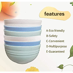Cereal Bowls，6 Pack 24 oz Bowls Set, Food Grade Safe Durable PP Bowls for Soup, Salad, Cereal, Pasta, Yogurt, Heat and Cold Resistant, Dishwasher Safe Bowls，eco- friendly and degradable