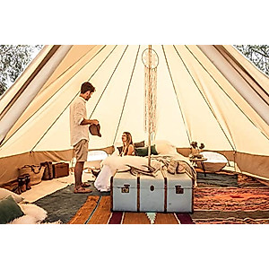 Psyclone Tents Fixed Floor 5m/16.4ft Luxury Bell Tent Outdoor All Weather 8-10 Person Cotton Canvas Yurt Large Tent for Family Camping Glamping Hiking and Festivals