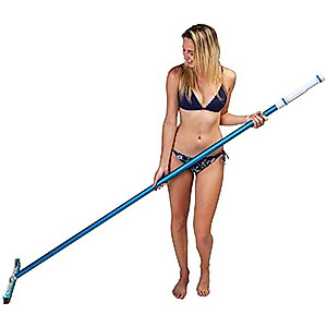 U.S. Pool Supply Professional 18" Stainless Steel Pool Algae Brush with EZ Clip Handle - Durable Bristles, Scrub Remove Calcium Buildup, Rust Stains on Concrete - Sweep Debris from Walls, Floors Steps