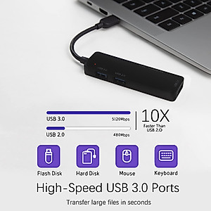 USB 3.0 Hub Multiport Adapter - 5 in 1 USB-C Hub with Mouse, Keyboard, USB Stick and SD/TF Reading Support [Charging Not Supported], for MacBook, Mac Pro, Mac Mini, iMac, PC, Flash Drive, Mobile HDD