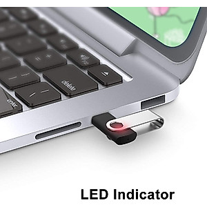 JUANWE 64GB USB Flash Drives 2 Pack Thumb Drives USB 2.0 Jump Drive Swivel USB Memory Stick Keychain Design, with LED Indicator, Black