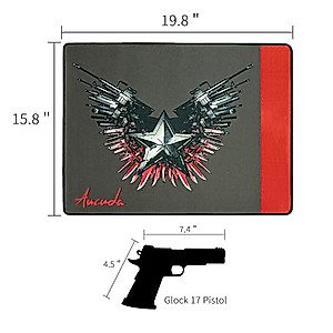 Aucuda Gun Cleaning Mat 20"x16", Double Thickness and Large Rifle Cleaning Mat with Oil Resistant, Non-Slip Backed, with Magnetic Parts Tray, Waterproof Pistol AR15 Gl0ck Shotgun Cleaning Pad Kits