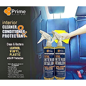 Prime Solutions Citrus Revive Total Interior Detailer+ | (4-in-1) Cleaner, Conditioner, Protectant, & Stain Remover Spray - (Leather, Vinyl, Plastic, Upholstery, & Fabric Surfaces)