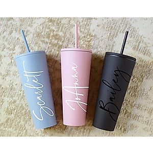Double Wall Personalized Tumbler with Straw 24 oz | Acrylic Custom Tumbler with Straw | Lid and Straw | Personalized Gifts for Women