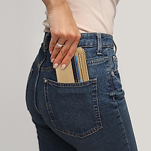 Sodsay Card Case Slim Front Pocket Wallet for Women Credit Card Holder with Keychain(CH Champagne Gold)