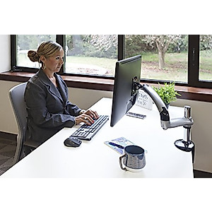 Ergotech Heavy Duty Freedom Arm, Includes Single Aluminum Heavy Duty Articulating Arm, 20-30.8 lbs. Weight Capacity, Suitable for Monitors up to 27 inches, VESA Compatible 75×75, 100×100, Silver