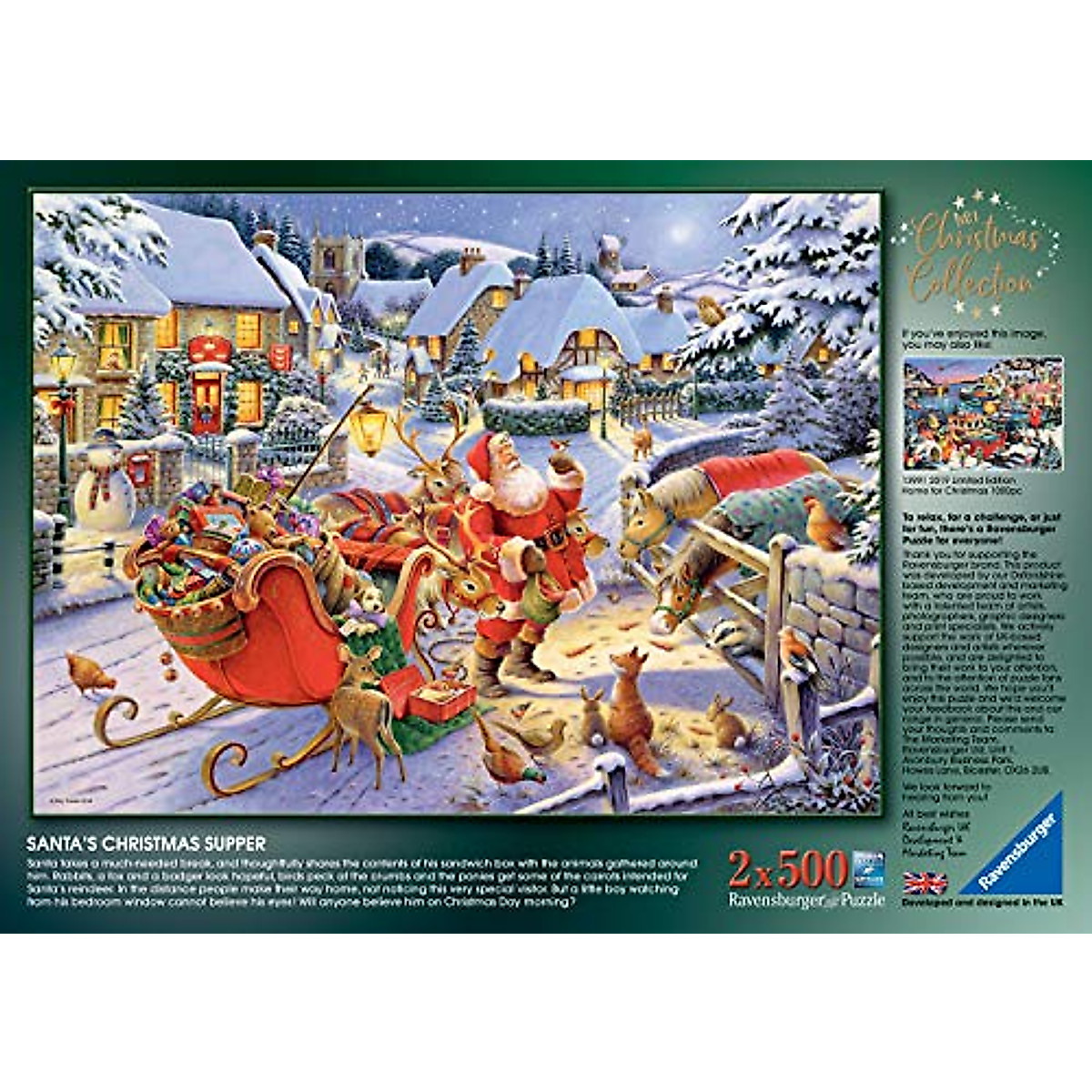Ravensburger 15031 Collection No.1 Market & Santa's Christmas Supper 2X 500pc Jigsaw Puzzle,