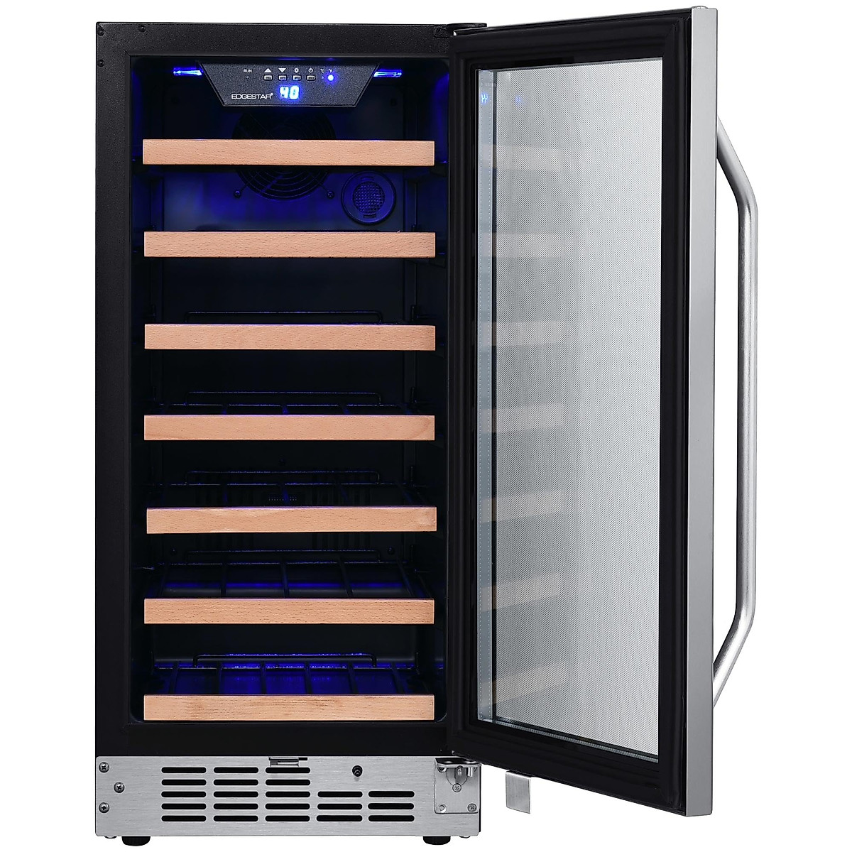 EdgeStar CWR302SZ 15 Inch Wide 25 Bottle Built-In Single Zone Wine Cooler with Reversible Lockable Door and LED Lighting - Stainless Steel