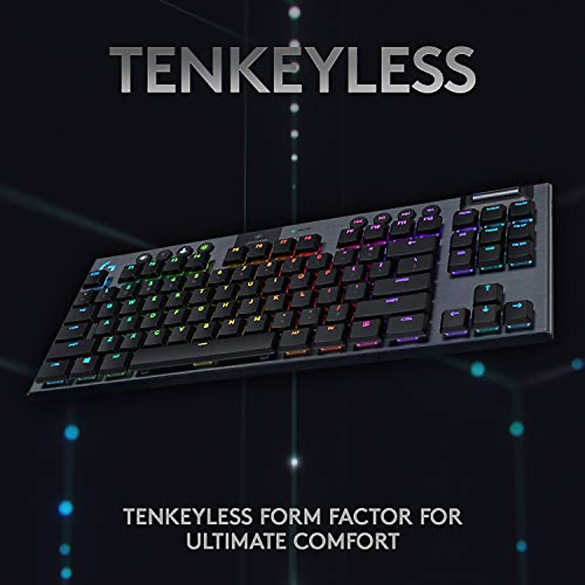 Logitech G915 TKL Tenkeyless Lightspeed Wireless RGB Mechanical Gaming Keyboard, Low Profile Switch Options, Lightsync RGB, Advanced Wireless and Bluetooth Support - Tactile,Black