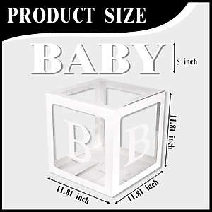 JOYYPOP Baby Boxes with Letters for Baby Shower, 4 Transparent Balloon Boxes with 16 Letters for Boys & Girls Birthday, Gender Reveal Decorations and Wedding Party(White)