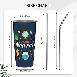 Uniwneds Happy Nowruz Mugs Stainless Steel Tumbler With Lid And Straw 20 Oz Insulated Travel Coffee Mugs Cap Bottle Gifts For Women Men