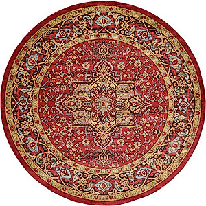 Unique Loom Sahand Collection Traditional Geometric Classic Red Round Rug (8' 0 x 8' 0)