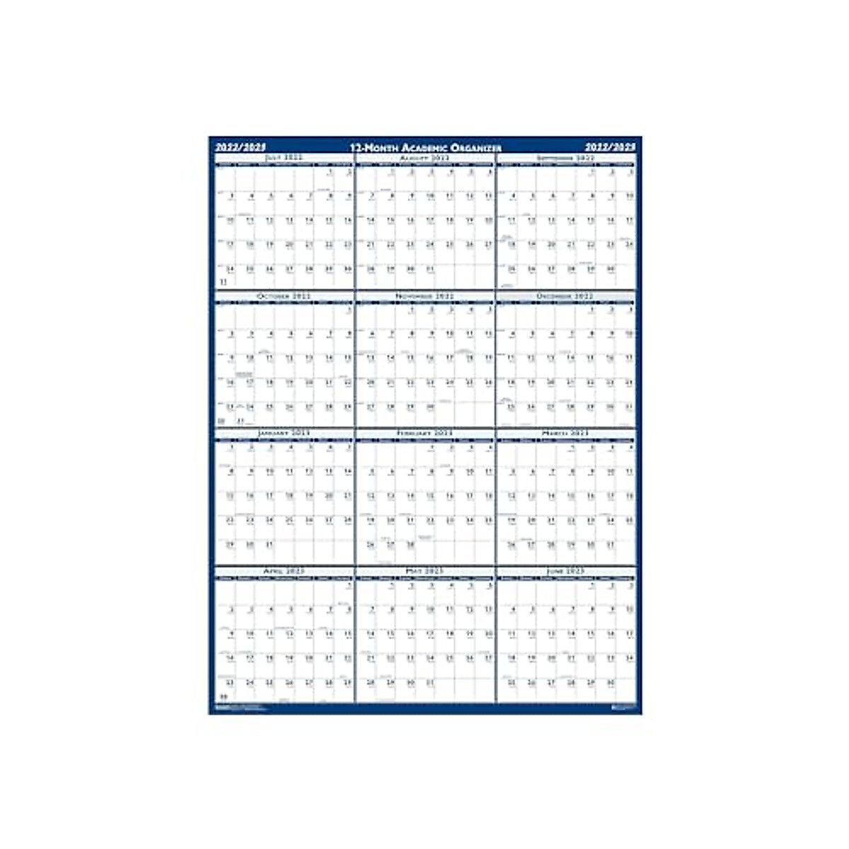 2023-2024 House of Doolittle 37-inch x 24-inch Academic Yearly Wet-Erase Wall Calendar, Reversible, Blue (395-24)