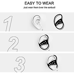 Earbud Hooks, Ear Attachment Loop for Wireless Ear Hooks for Airpods Universal Earhooks for Airpods Earbuds Anti-Lost Secure 27x48mm (BlackB2)