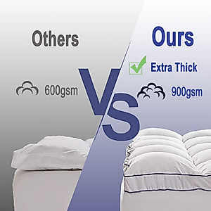 SWTMERRY Queen Size Mattress Pad Topper - Extra Thick Quilted Fitted Mattress Protector Pillow Cotton Top with 21" Deep Pocket for 8-24 inches Mattress,Soft and Breathable Bed Topper Cover