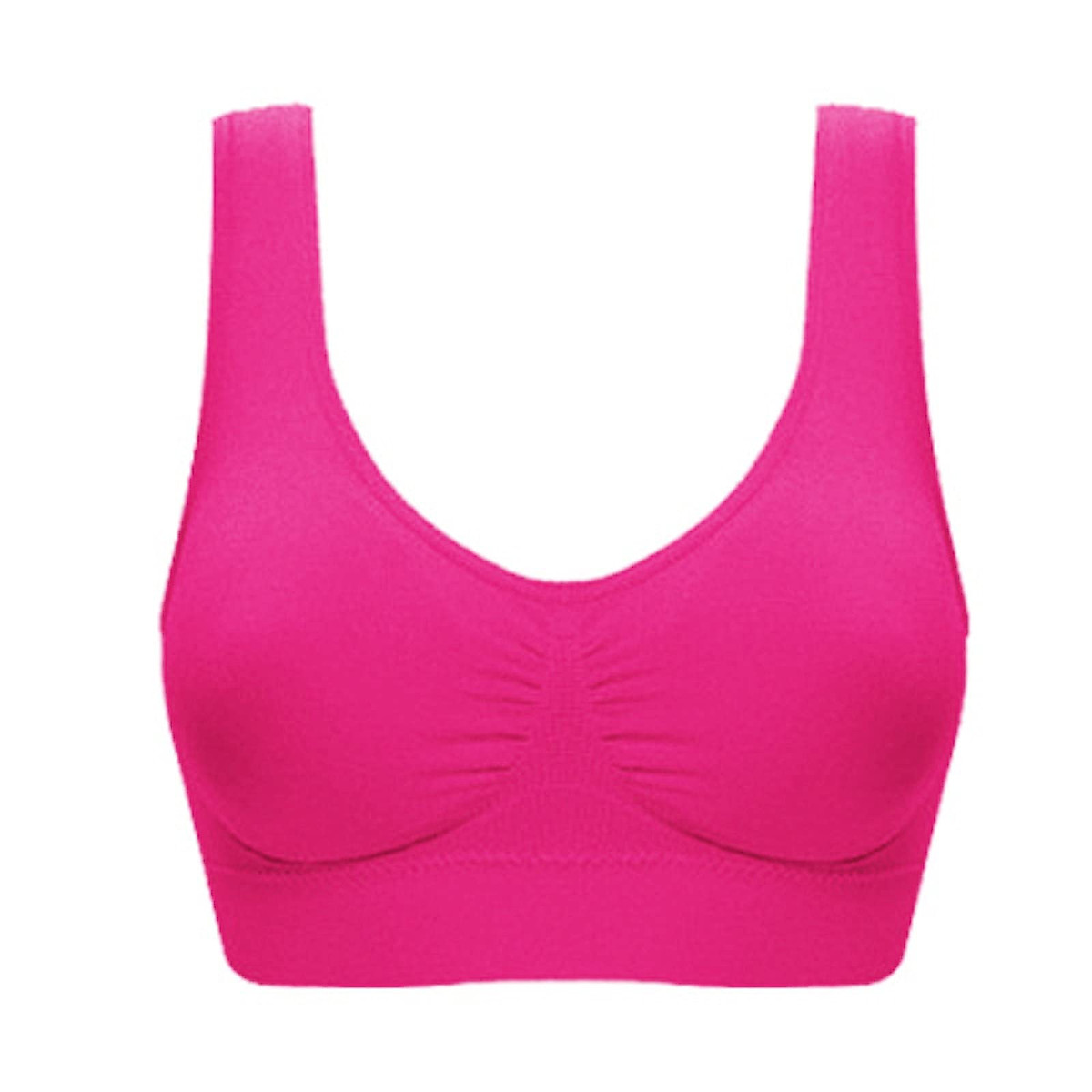 Prime Shopping Online Womens Comfort Wireless Bra Full-Coverage Wirefree T-Shirt Bra Full Coverage Pullover Bra High Support Workout Bras Camisole for Women with Built in Bra Hot Pink M